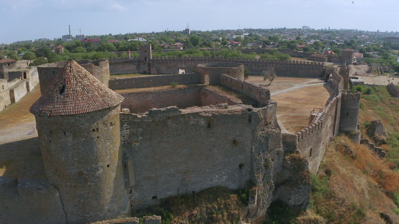 Ancient castle from high in the air - Free Stock Video