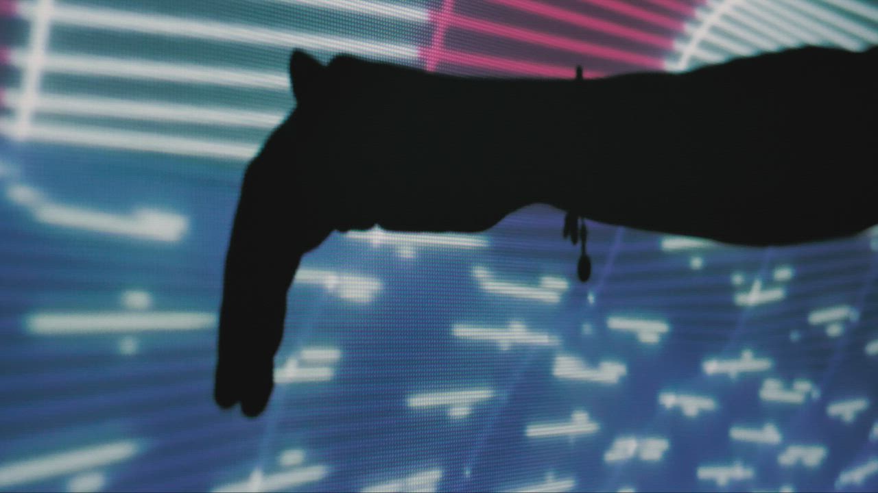 Shadow of a person dancing with a flag in the background - Free Stock Video