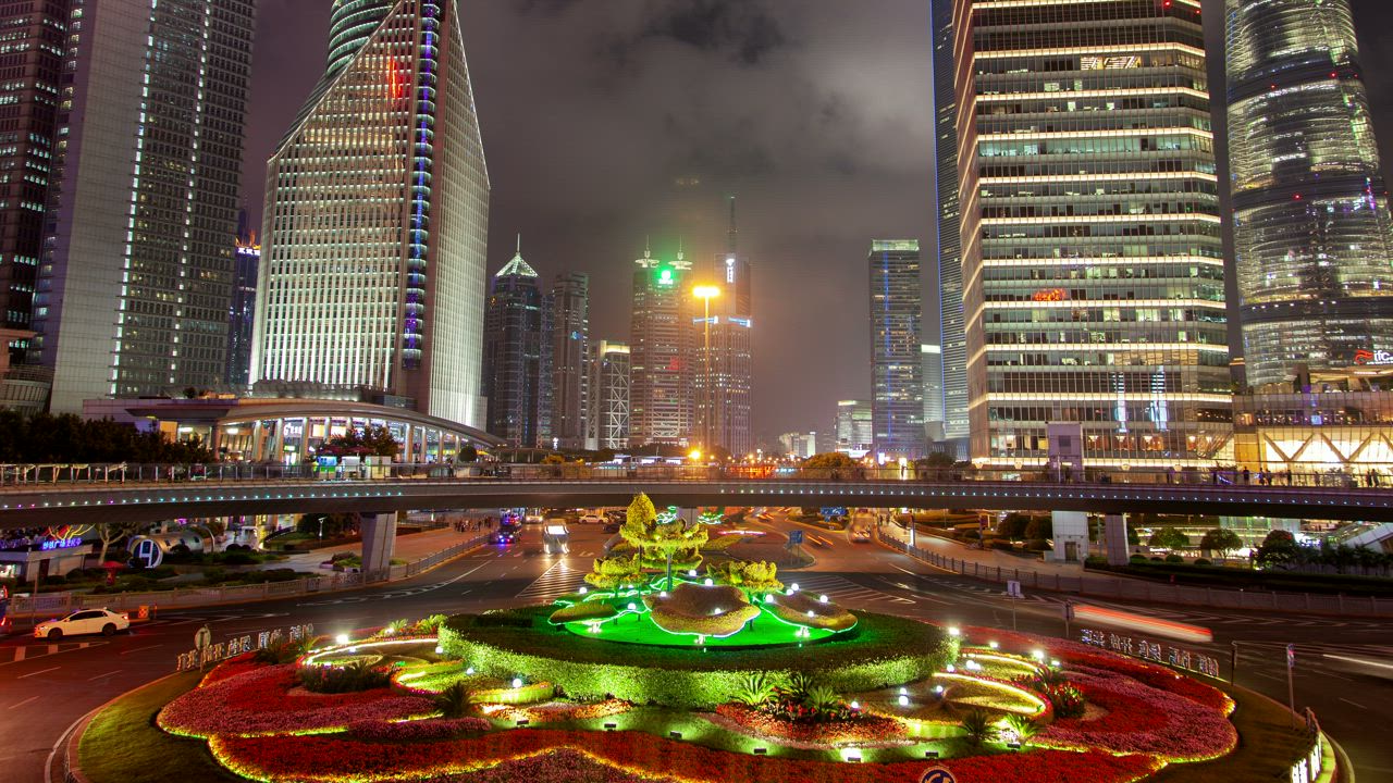 Shanghai city movement at night - Free Stock Video