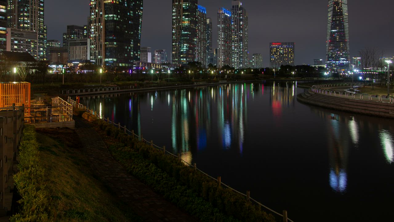 Incheon city landscape at night - Free Stock Video