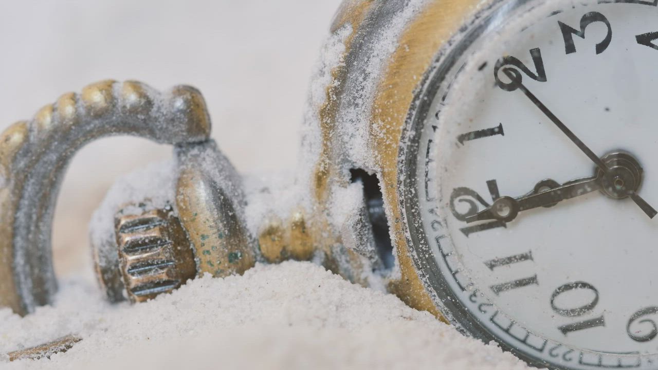Old pocket watch on snow - Free Stock Video