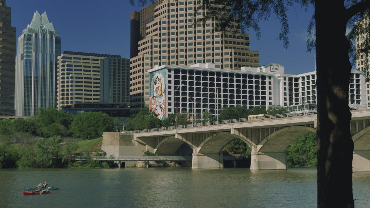 Landscape around a river in a big city - Free Stock Video