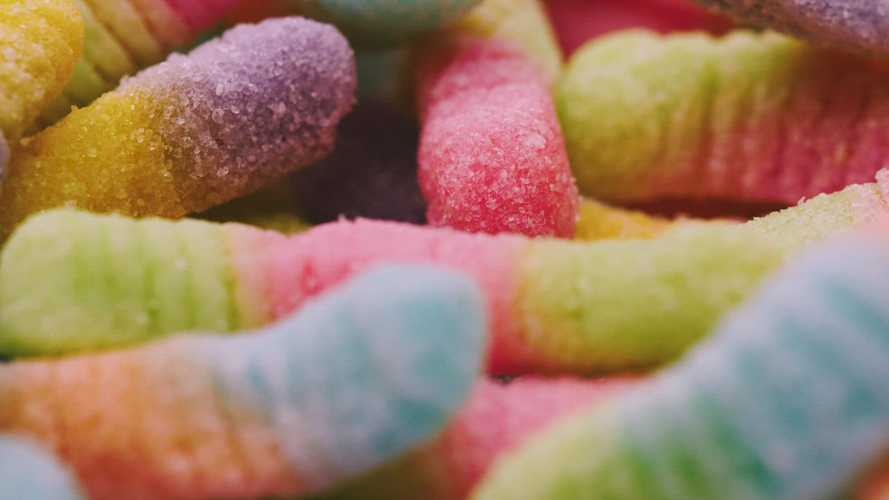 Rotating gummy worms texture - Free Stock Video