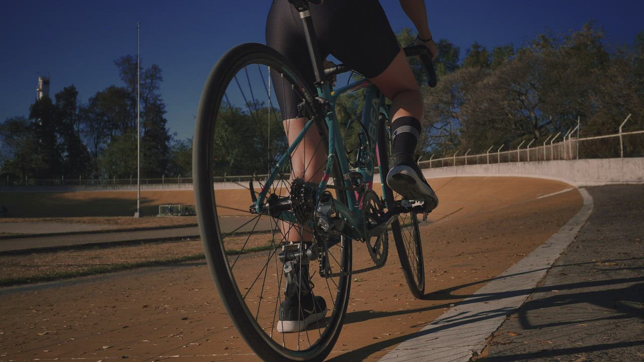 Outdoor cycling track with some cyclists - Free Stock Video