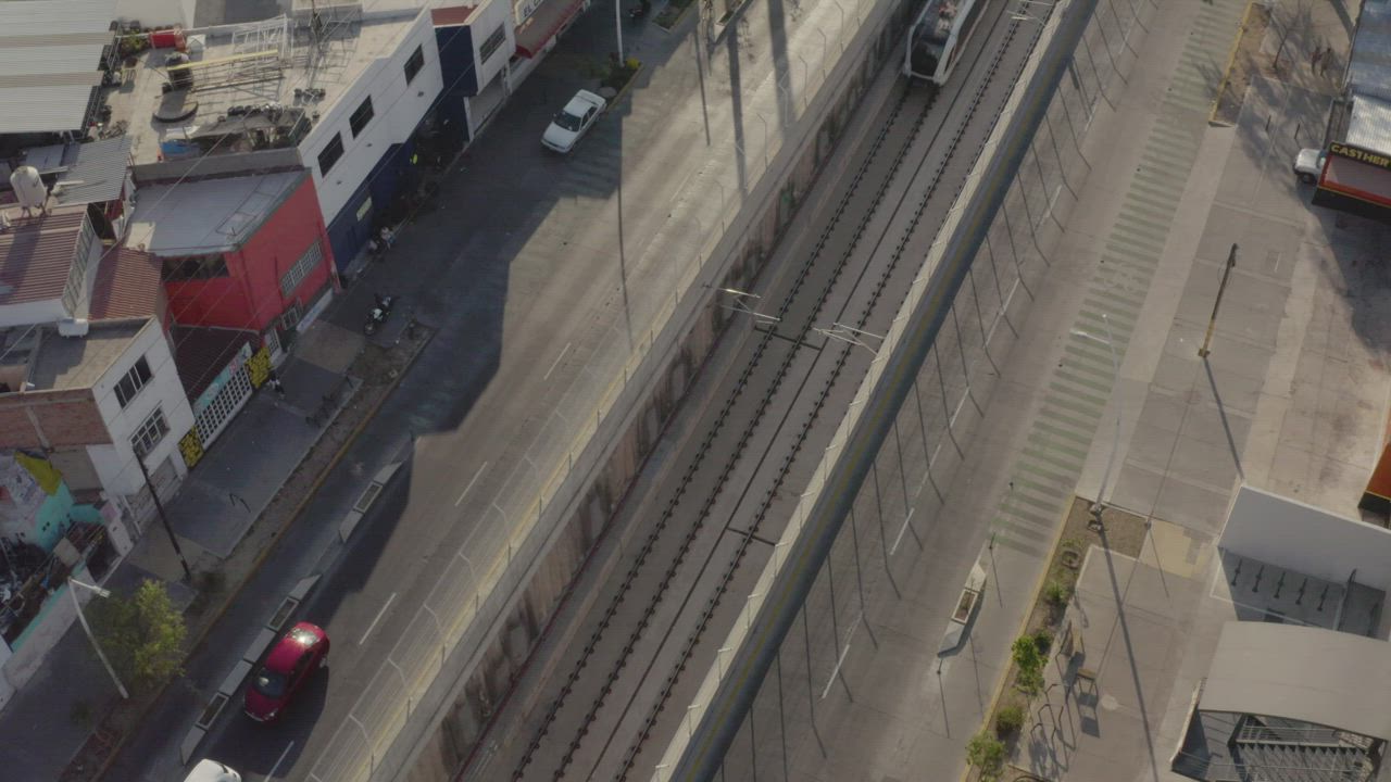 Subway through the city, aerial view - Free Stock Video