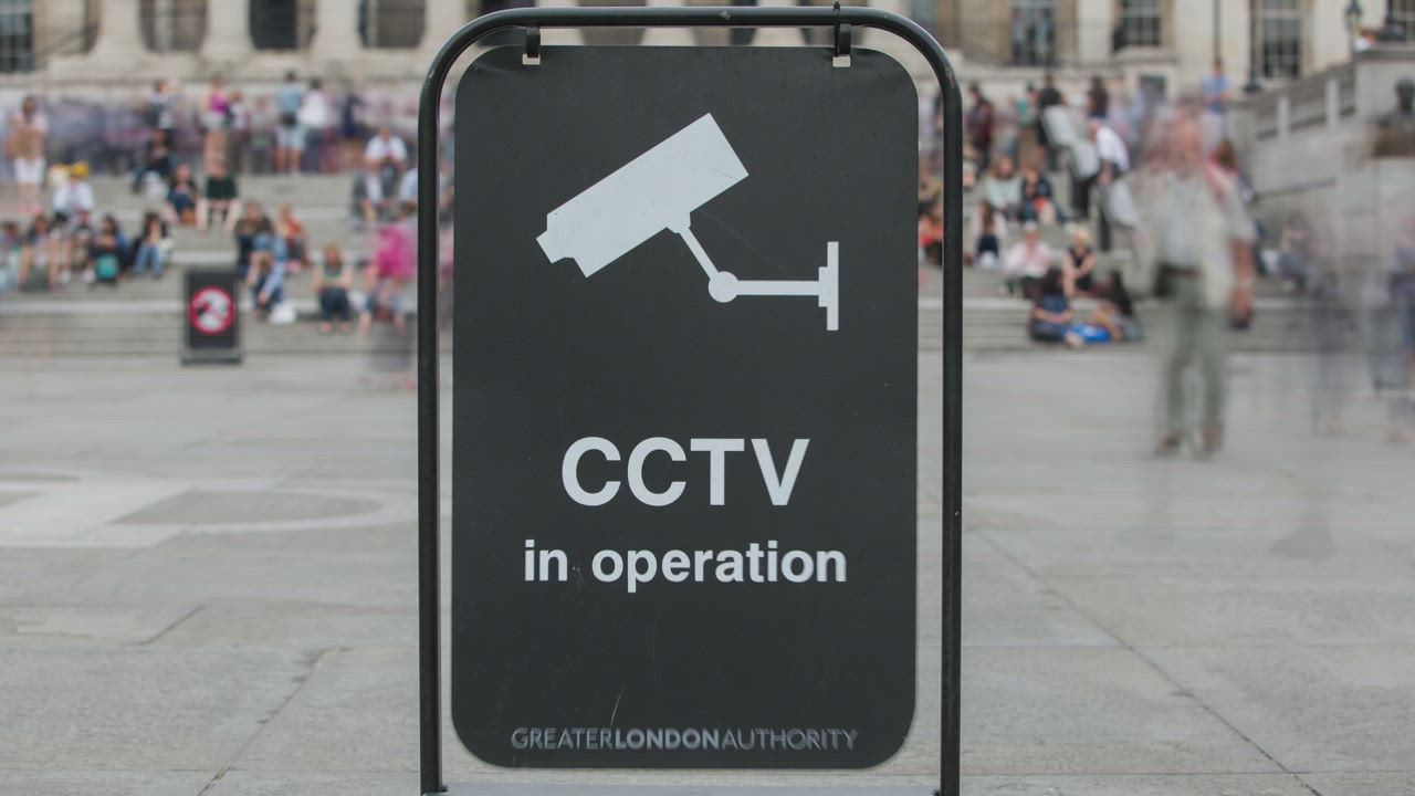 Closed-circuit television sign - Free Stock Video
