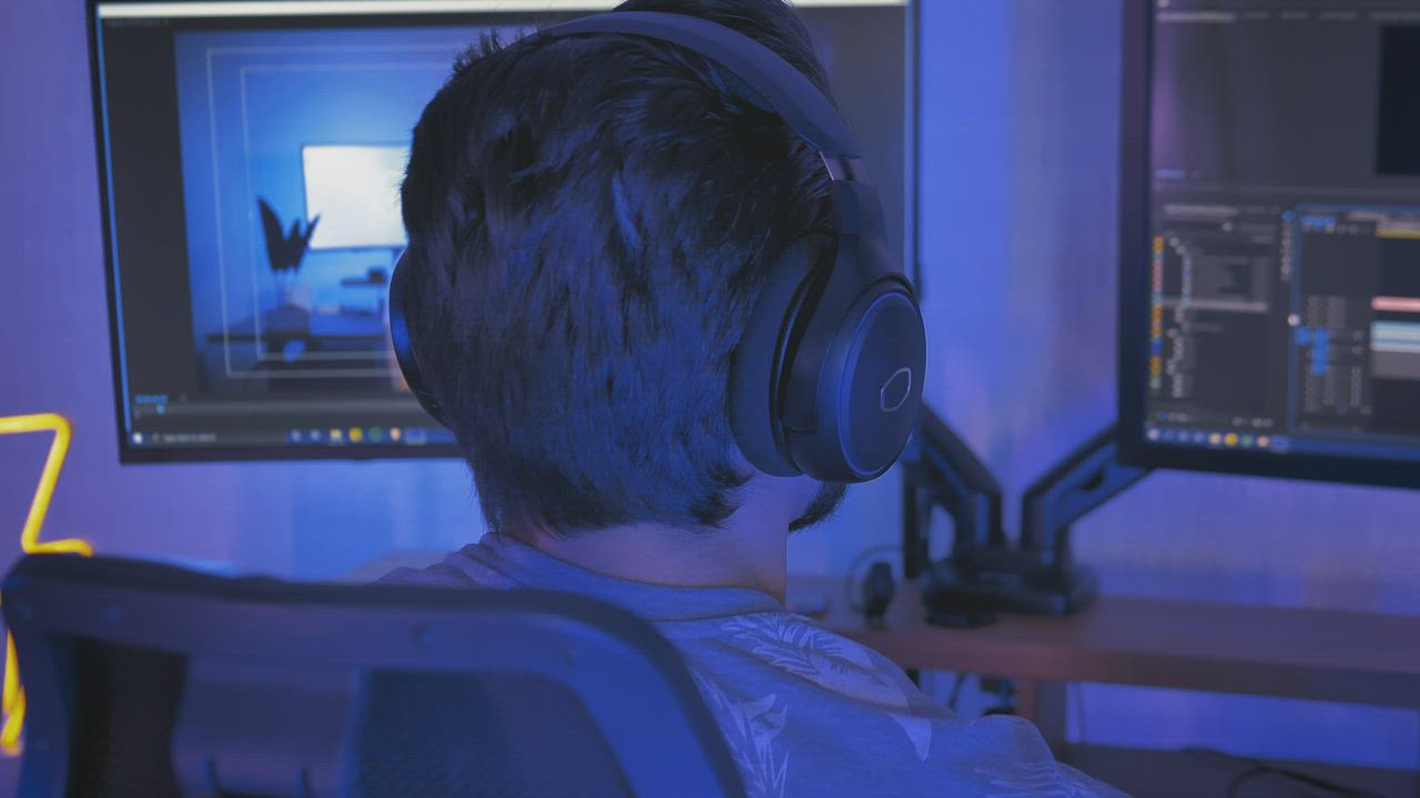 YouTube editing on a workstation - Free Stock Video