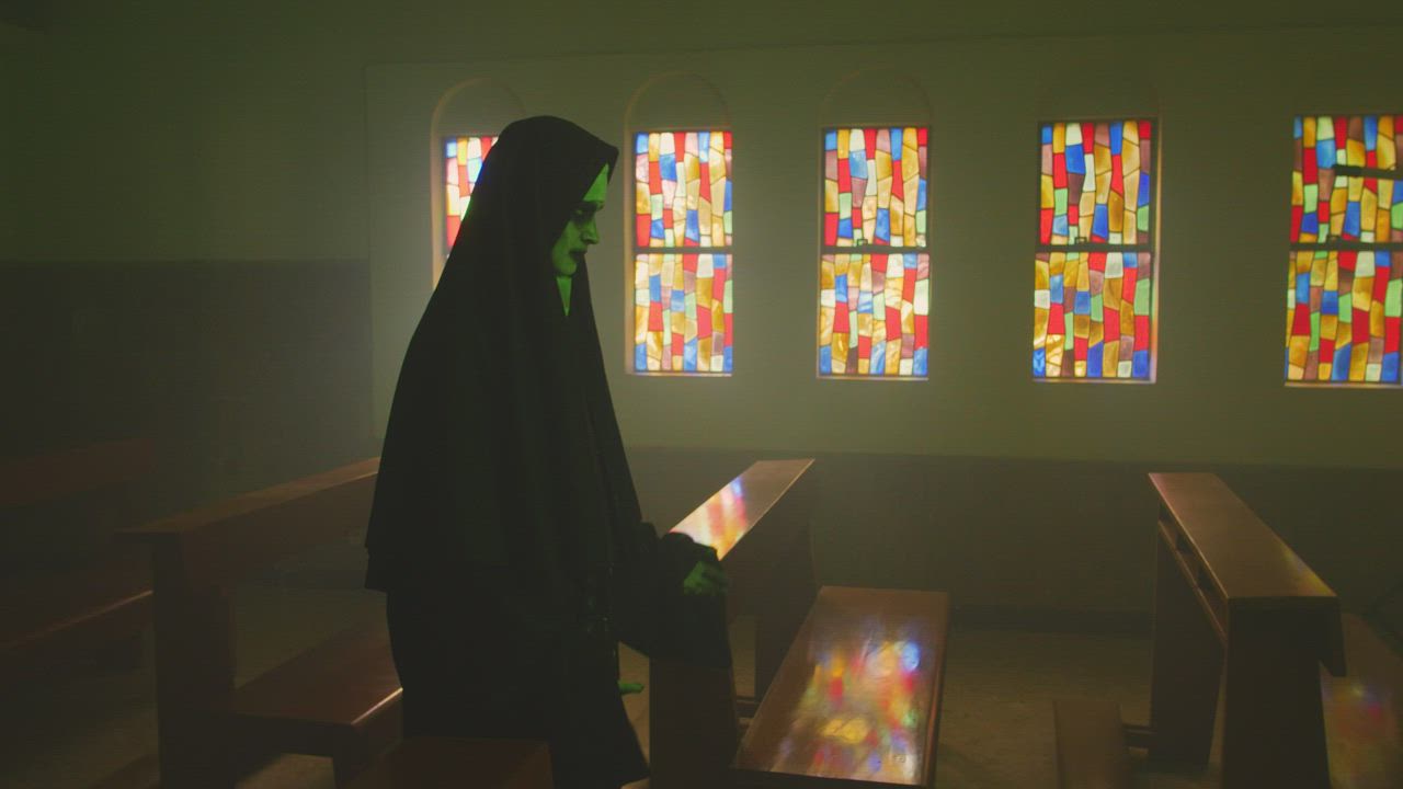 Creepy ghost nun inside a church - Free Stock Video