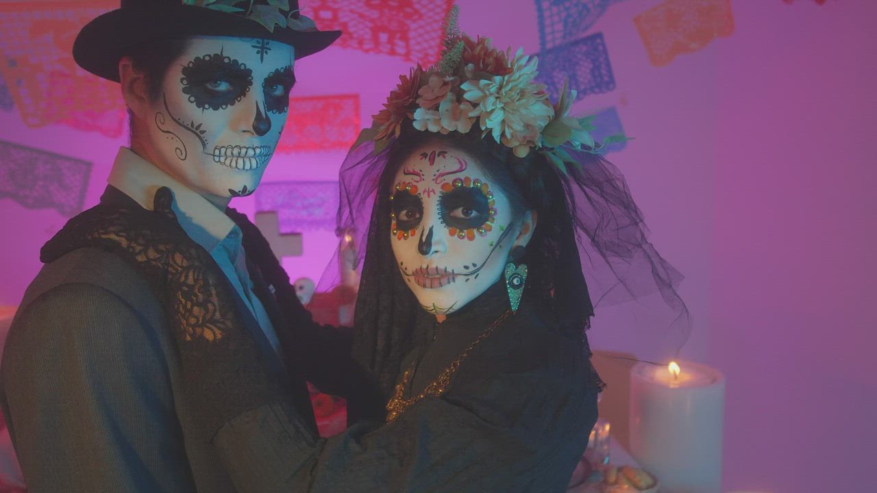 Catrin and Catrina on day of the dead - Free Stock Video