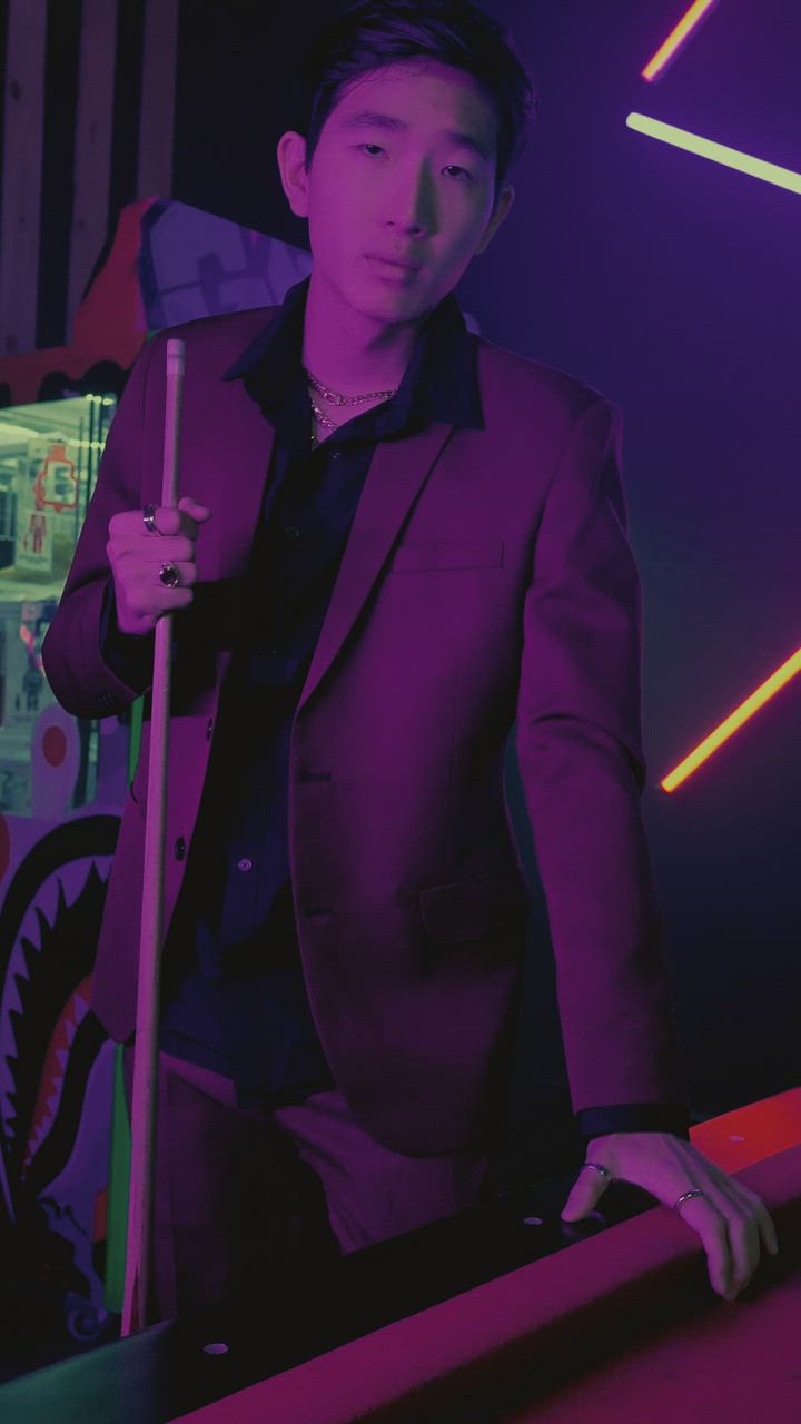 Mafia boy in suit playing in a pool bar - Free Stock Video