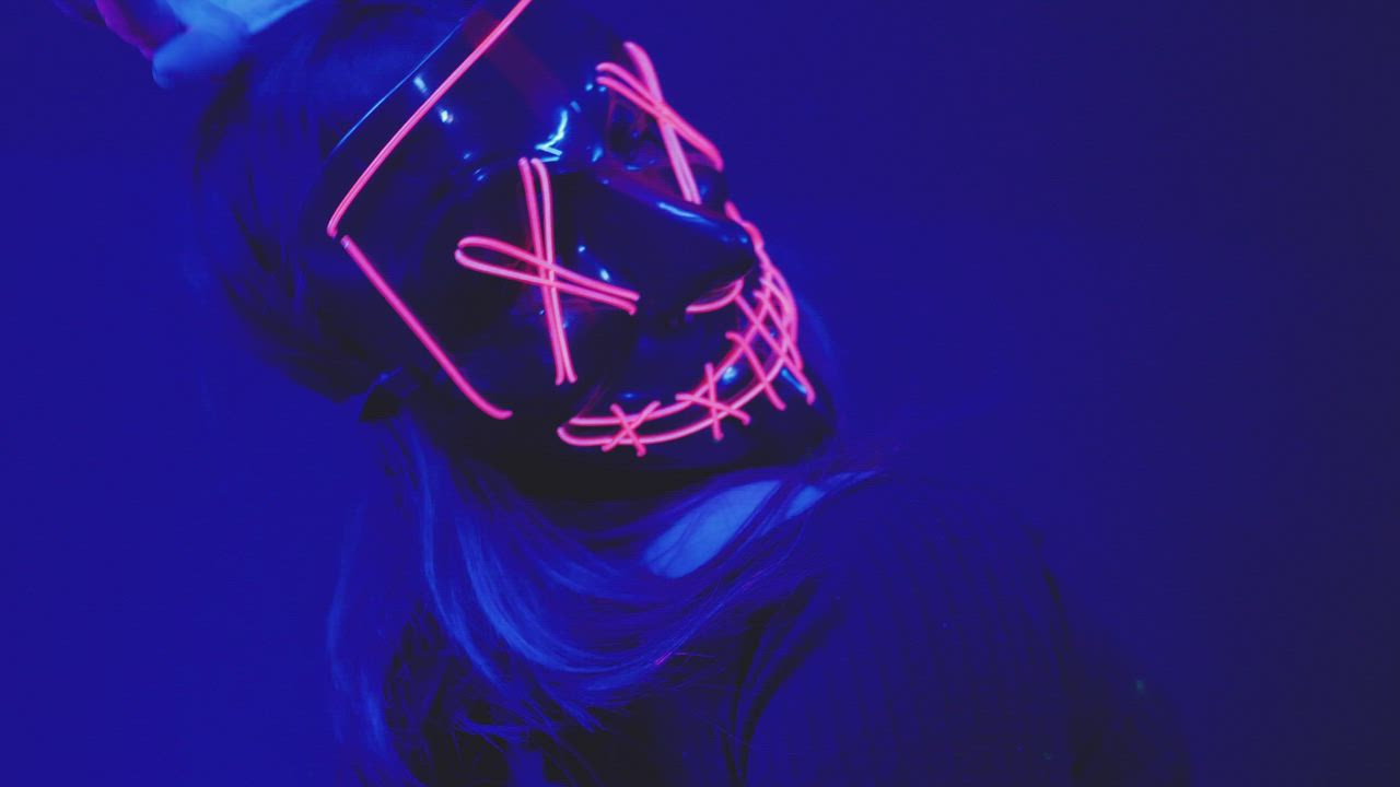 Girl with Hallowween mask dancing close to the lens - Free Stock Video