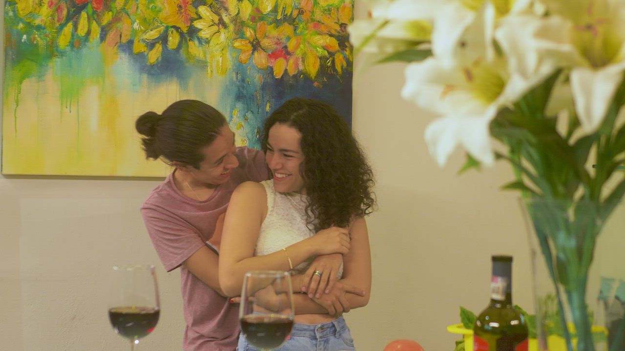 Loving couple embracing romantically - Free Stock Video