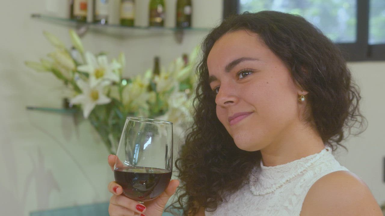Face of a happy girl during a romantic date - Free Stock Video