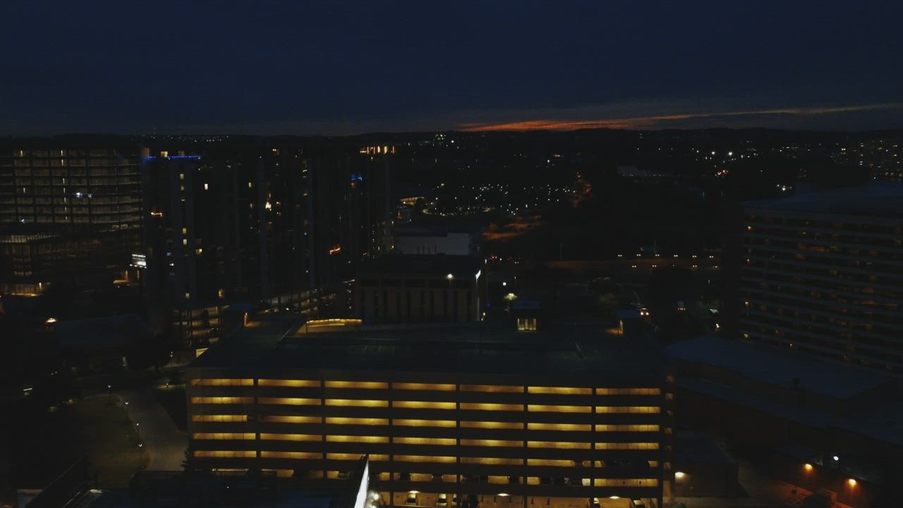 View from above to some buildings at night - Free Stock Video