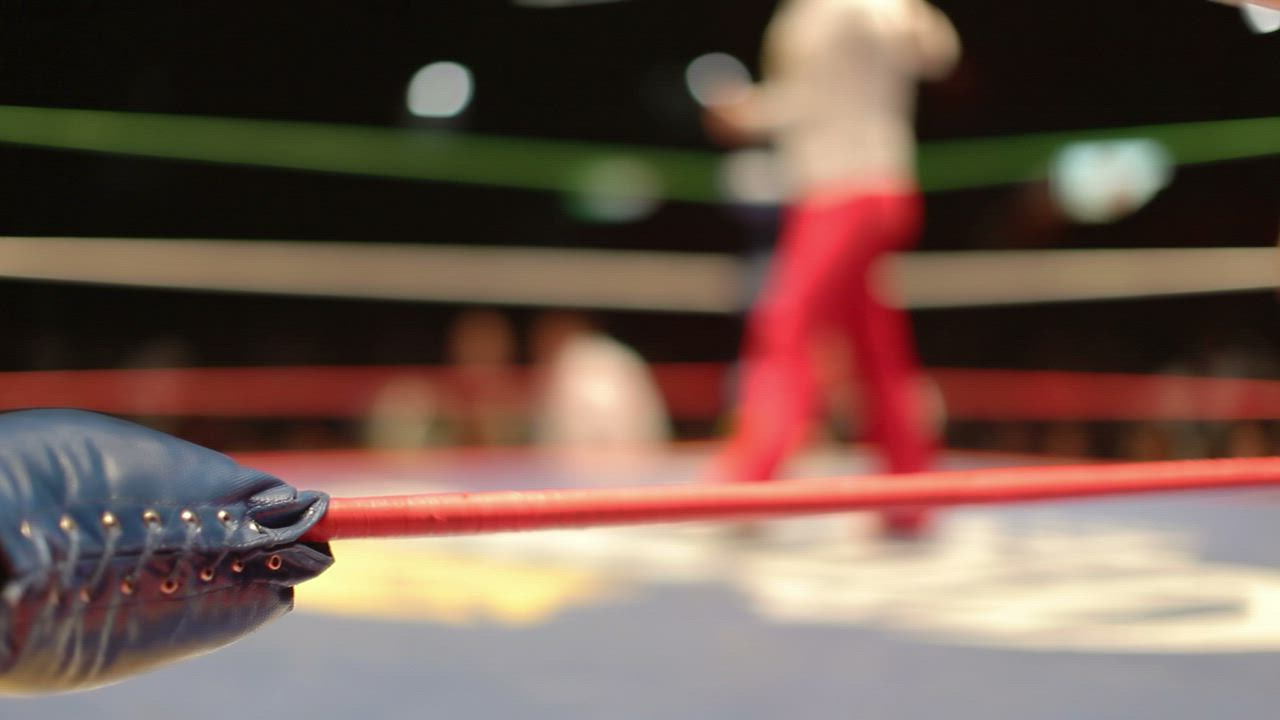 Wrestling ring with fighters - Free Stock Video