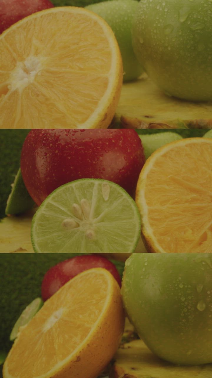 Fresh fruit in a video divided into three - Free Stock Video