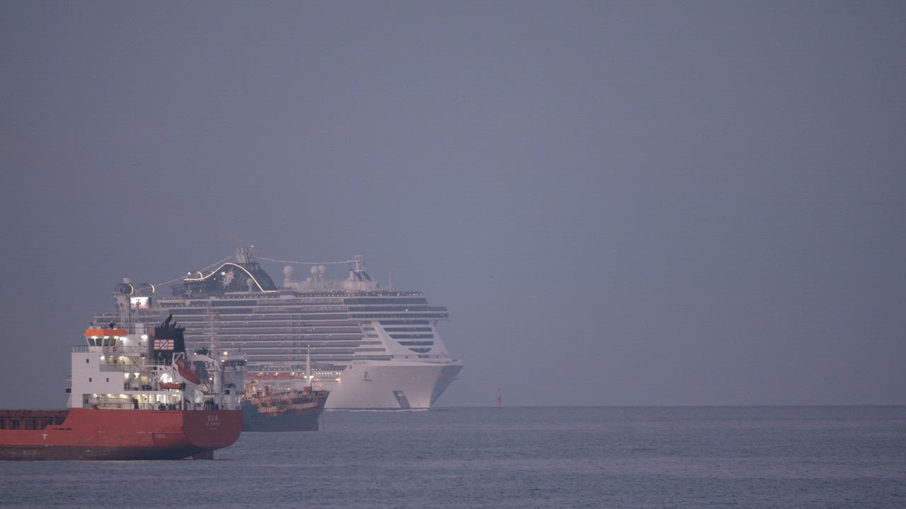 Ferry boat and cargo ships - Free Stock Video