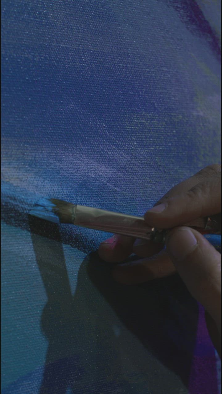 Close shot of an artist's hand painting - Free Stock Video