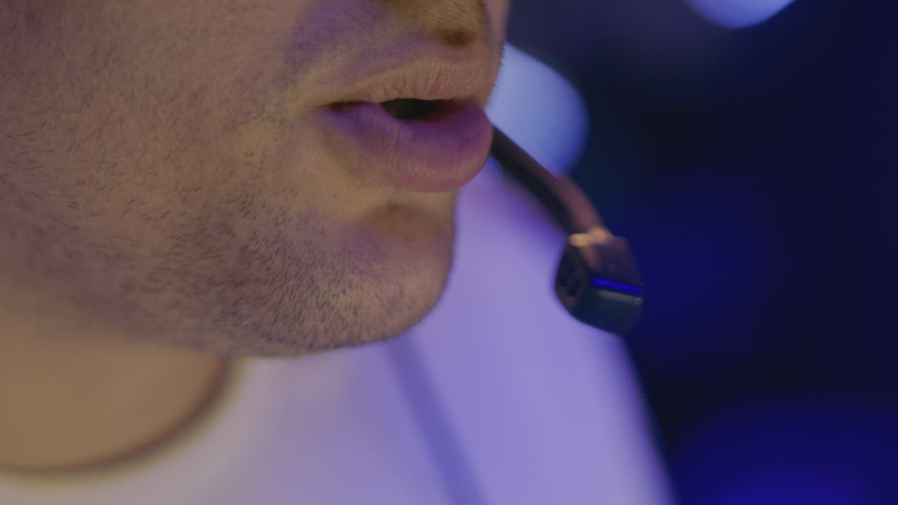 Close up view of a man's face playing online - Free Stock Video