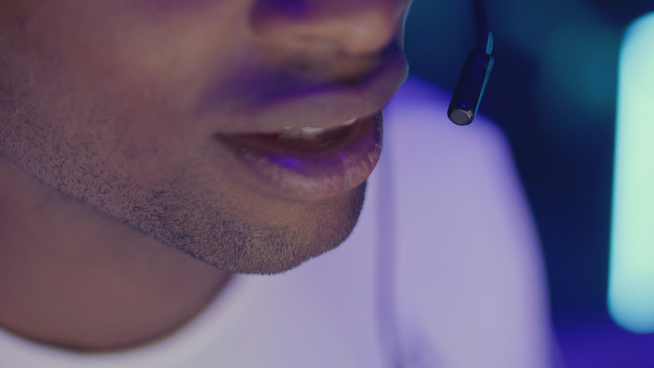 Close up shot of a man's face while playing online - Free Stock Video
