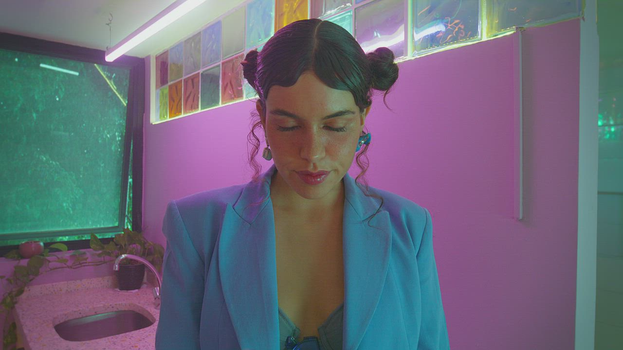 Portrait of a model in blue in a retro style - Free Stock Video