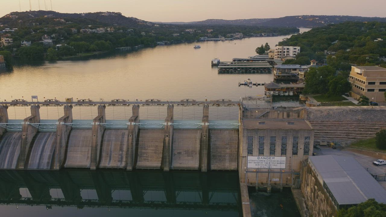 Aerial shot of a large dam - Free Stock Video
