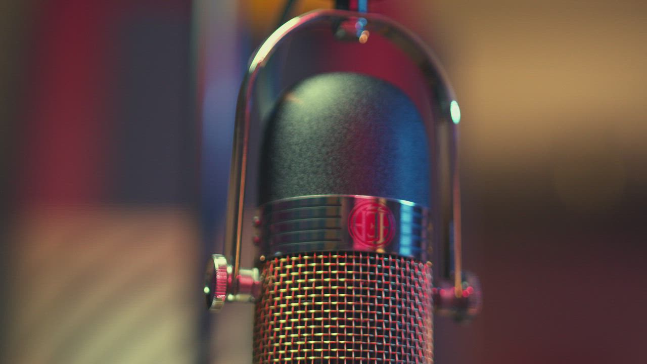 Close up shot of a professional condenser microphone - Free Stock Video
