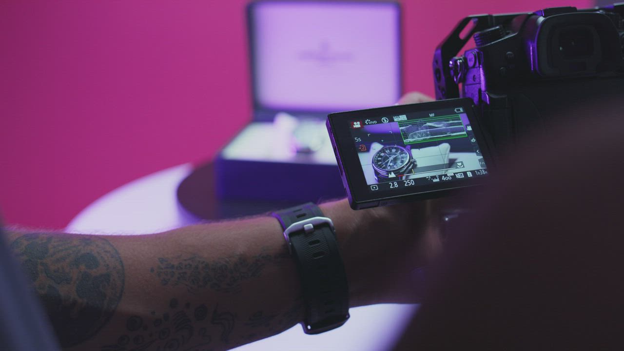 Behind the scenes of an ad for a watch - Free Stock Video