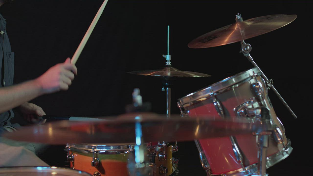 Talented drummer playing in a close shot - Free Stock Video