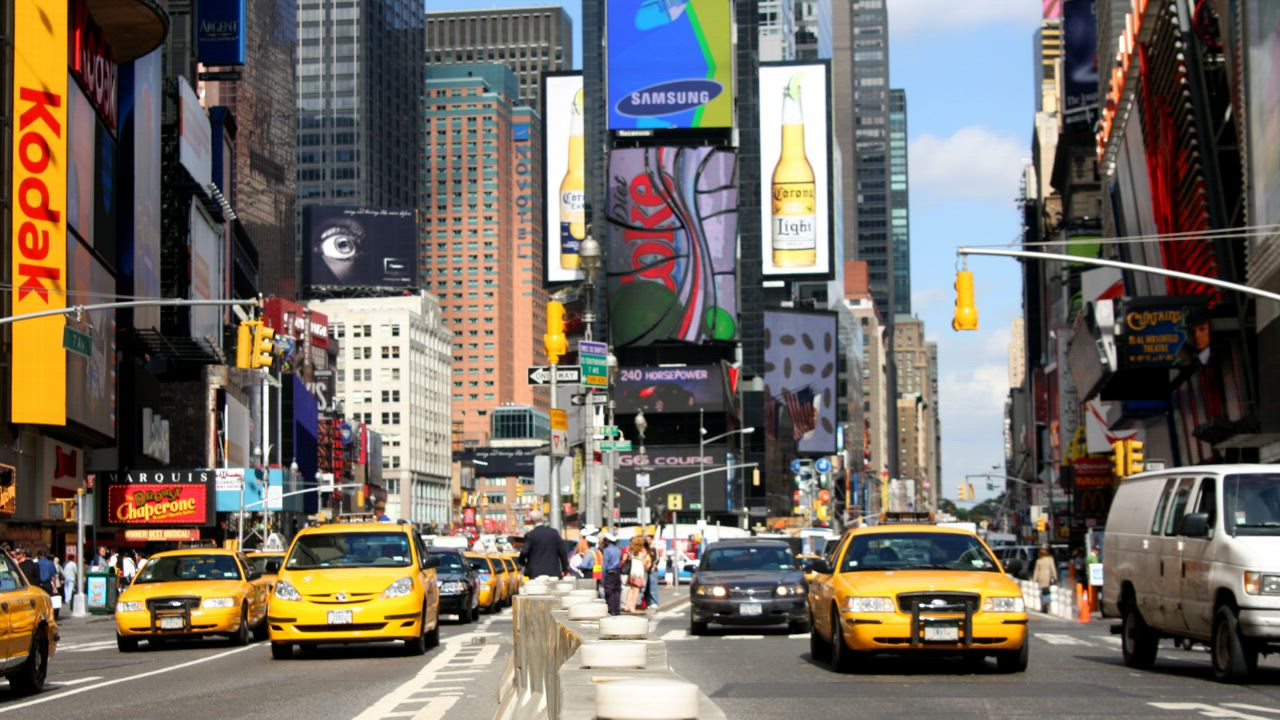 Times Square during a sunny day - Free Stock Video
