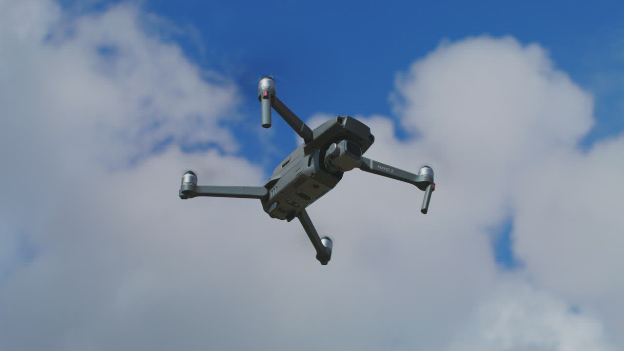 Close-up view of a drone flying outdoors - Free Stock Video