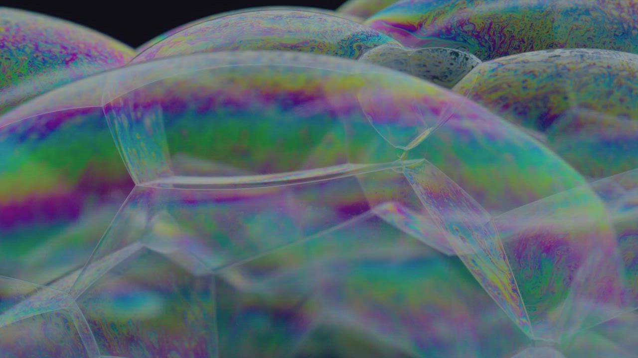 Soap bubbles together with iridescent effect - Free Stock Video