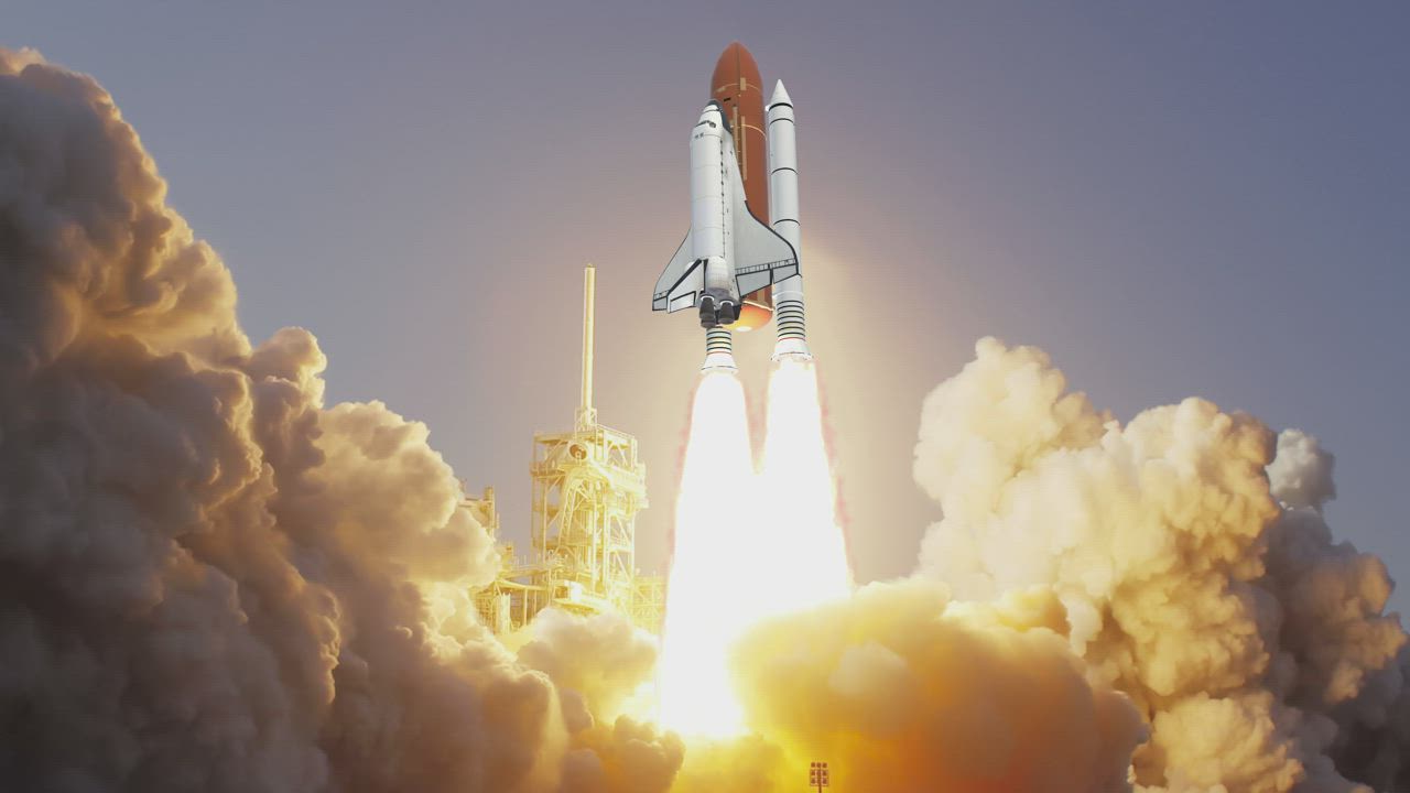 Space shuttle launching in slow motion - Free Stock Video