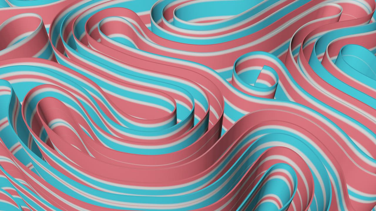 Hypnotic pattern of multicoloured ribbons moving slowly - Free Stock Video