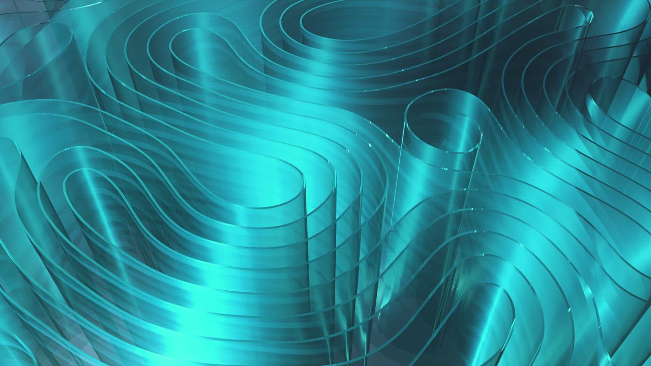 3D rendering of dynamic moving blue ribbons - Free Stock Video