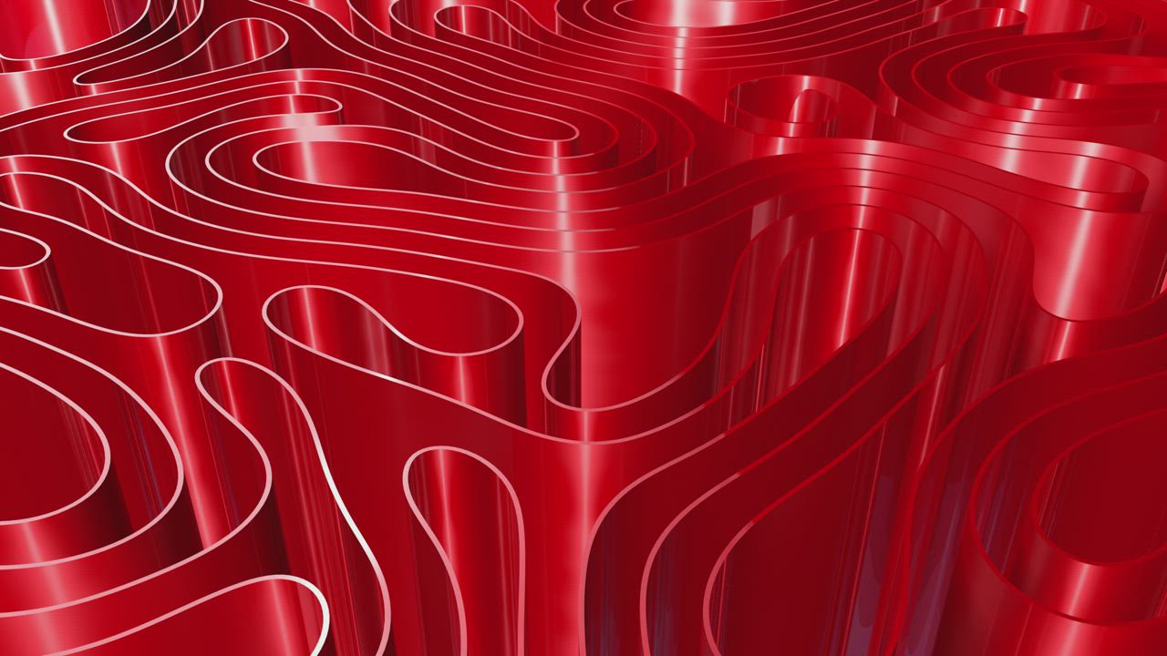 Hypnotically moving pattern of red ribbons - Free Stock Video