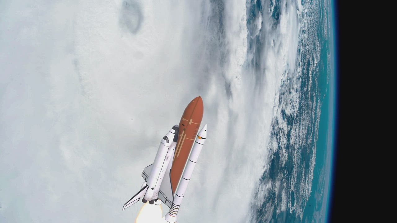Space shuttle flying through Earth's atmosphere - Free Stock Video