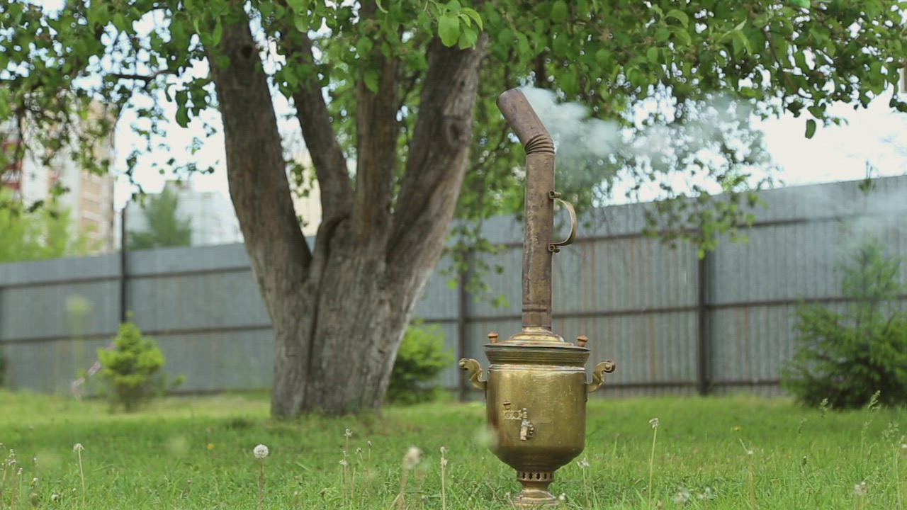 Smoking pipe known as a Russian Samovar - Free Stock Video