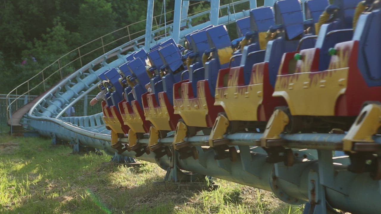Amusement park rollercoaster ride - Free Stock Video