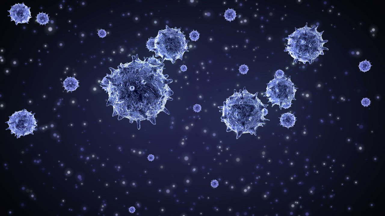 Virus entities floating under a microscope - Free Stock Video