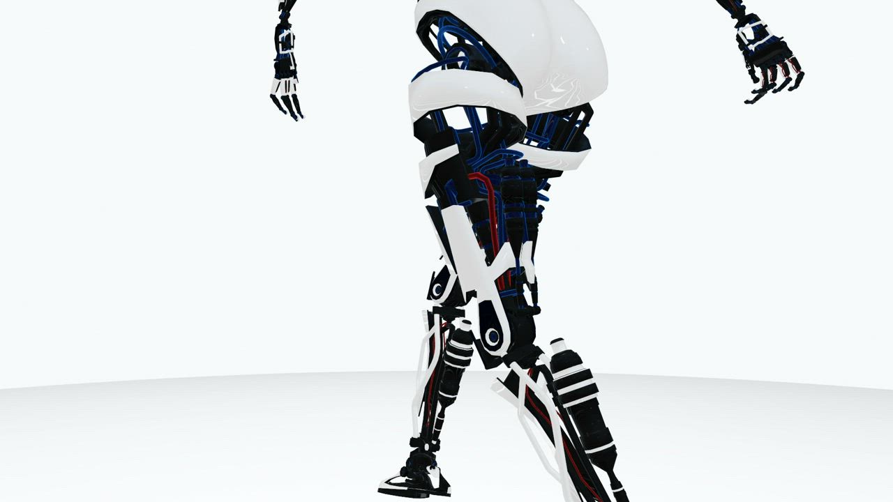 Close up of a robotic Android walking in a circle - Free Stock Video