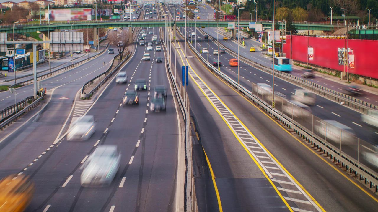 Highway traffic captured in a time lapse - Free Stock Video