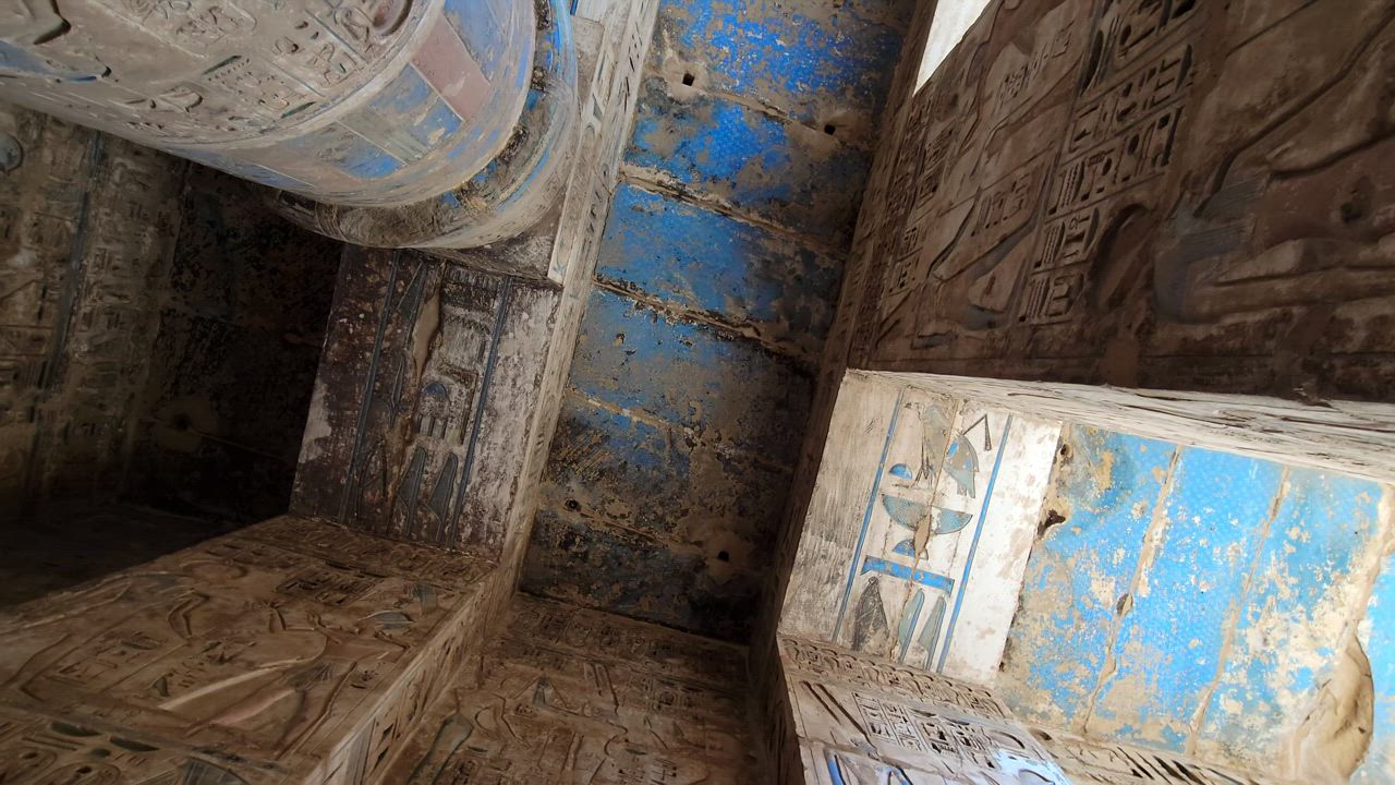 Ceiling of an Egyptian temple showing original blue paint - Free Stock ...