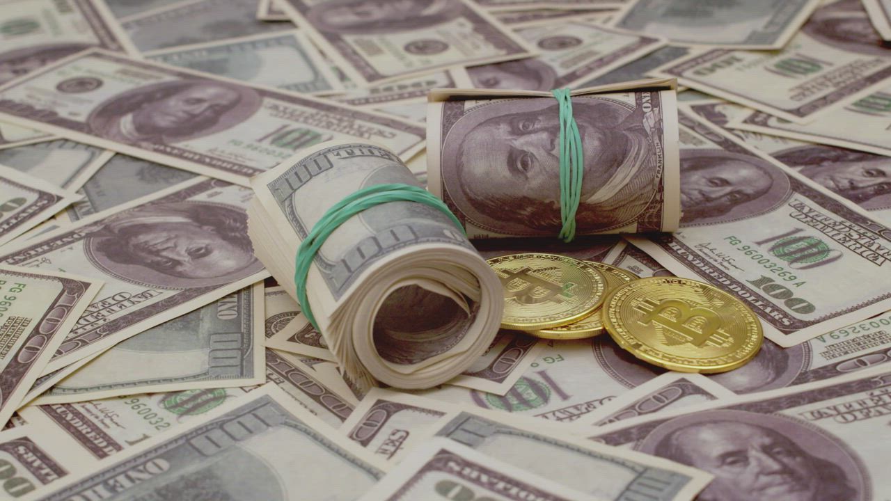 Rotating shot of a large volume of money - Free Stock Video