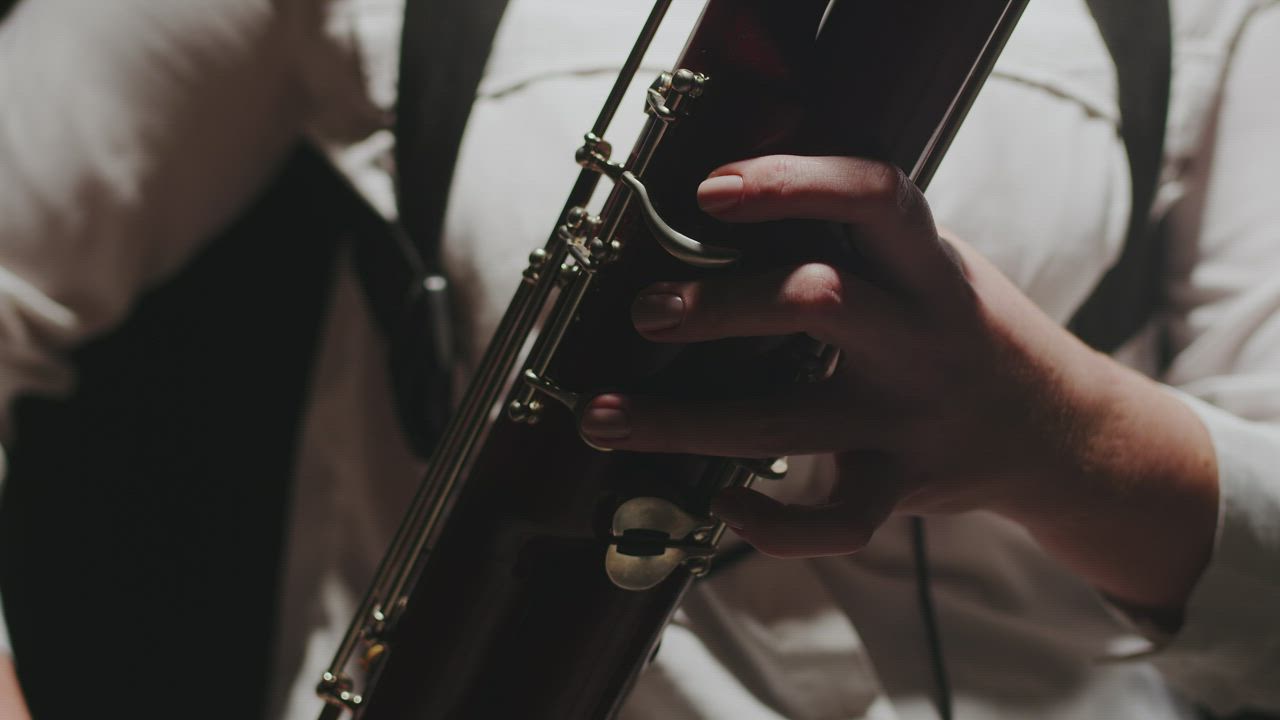 Musician playing the bassoon a band - Free Stock Video
