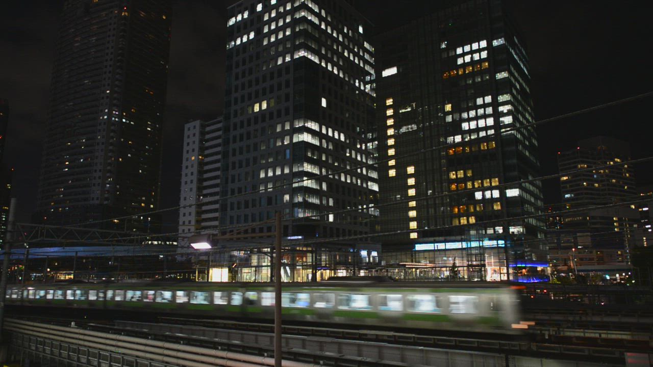 Full shot of a train in Tokyo night - Free Stock Video
