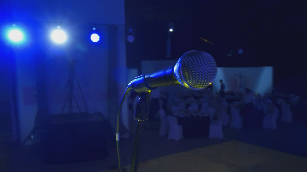 Microphone in a party hall - Free Stock Video
