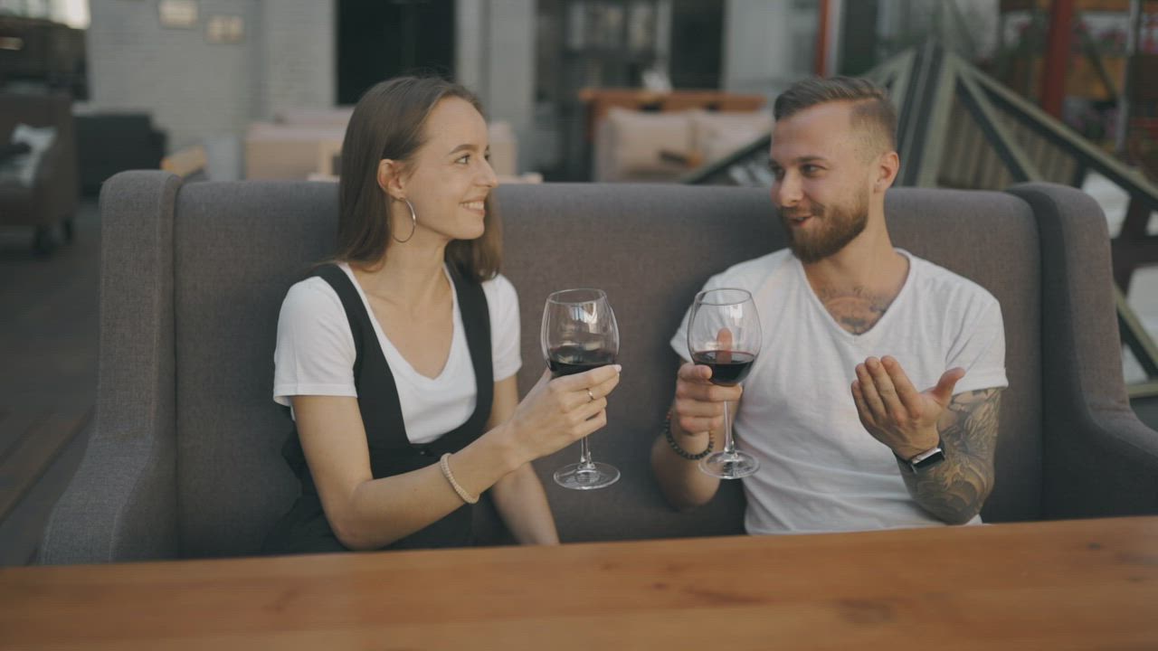 Drinking wine on the first date - Free Stock Video