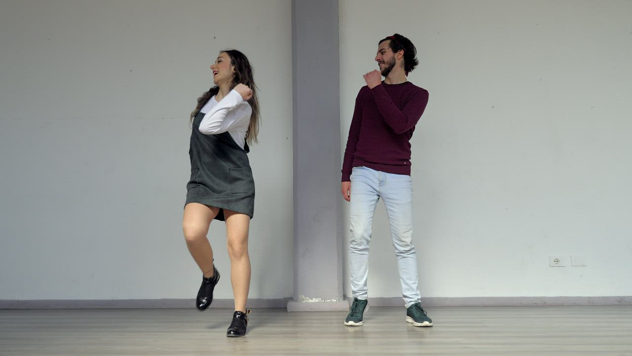 Couple dances the shuffle - Free Stock Video