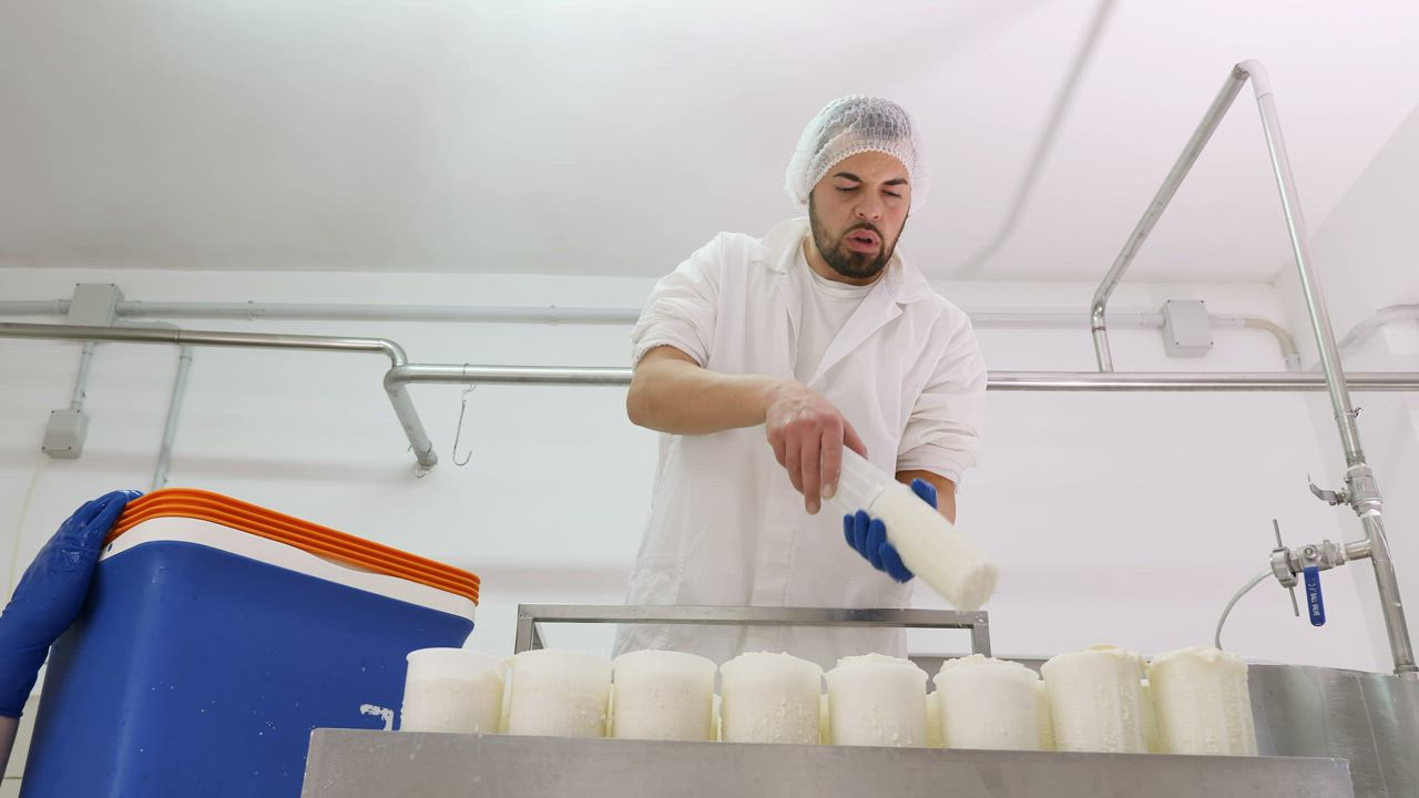 Working at a dairy creating cheese - Free Stock Video